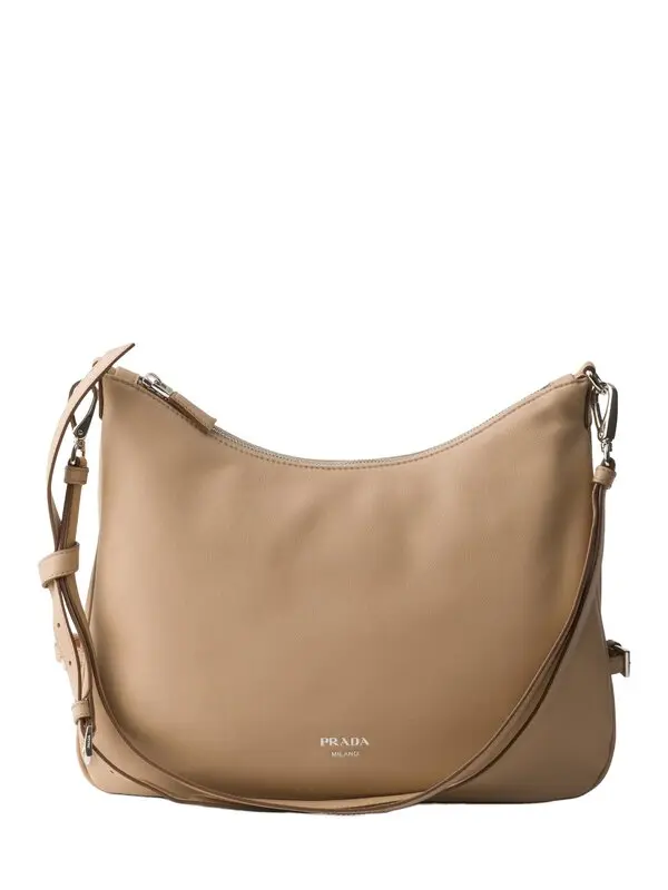 Prada Fold Leather Shoulder Bag - Neutral