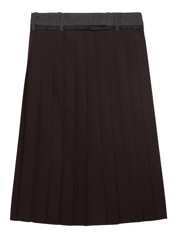 Prada Pleated Midi Skirt - Brown