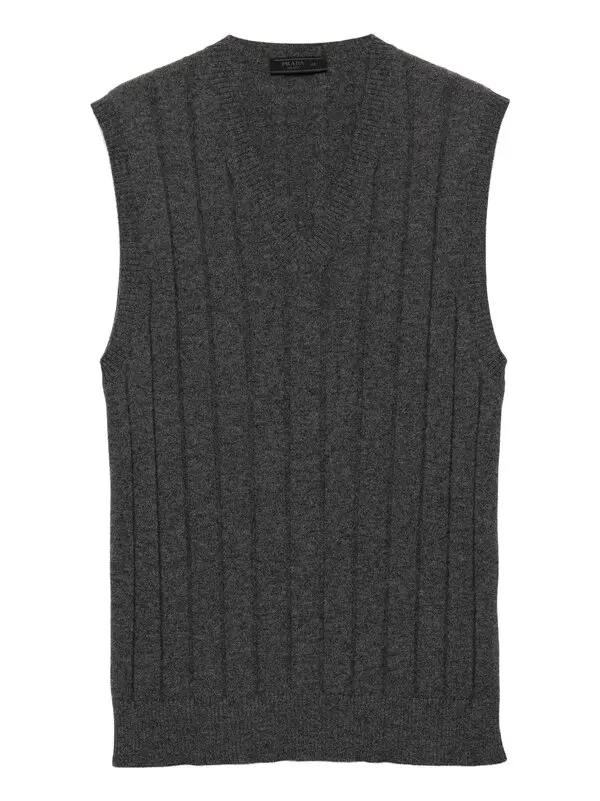 Prada Cashmere V-neck Vest - Grey
