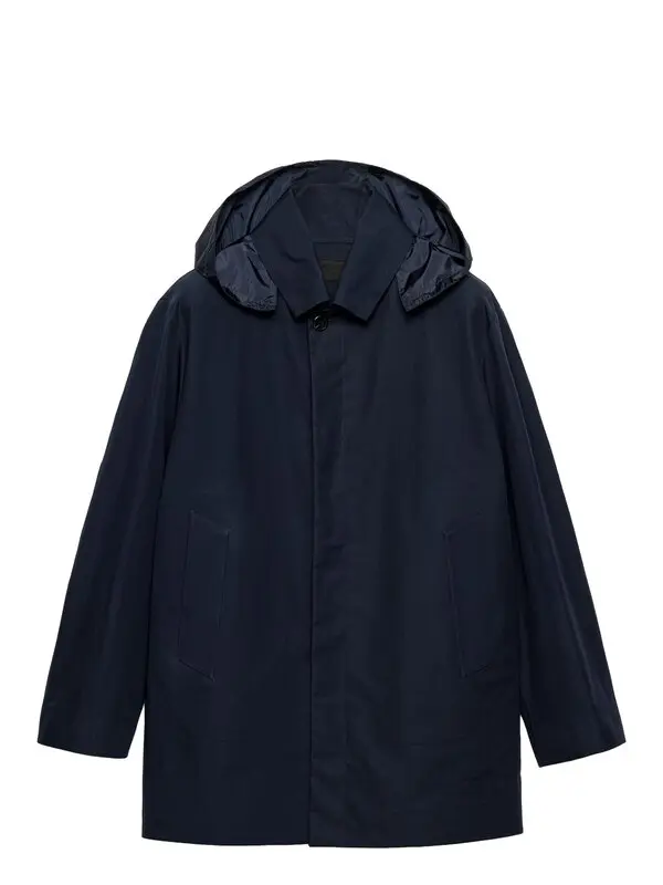 Prada Hooded Cotton Coat - Blue