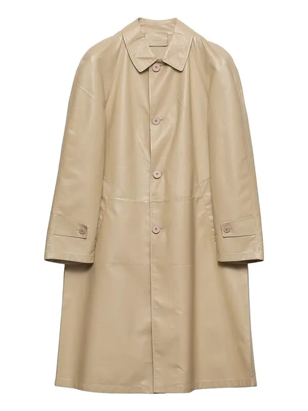 Prada Nappa Leather Coat - Neutral