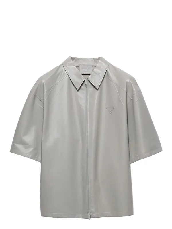 Prada Short-sleeved Nappa Leather Shirt - Grey