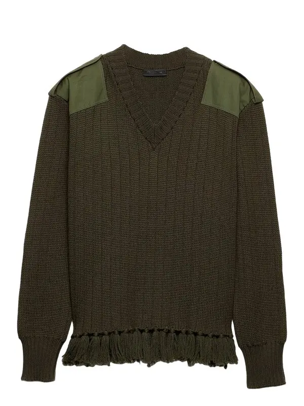 Prada Fringed Wool Sweater - Green