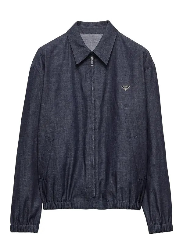 Prada Chambray Denim Blouson Jacket - Blue