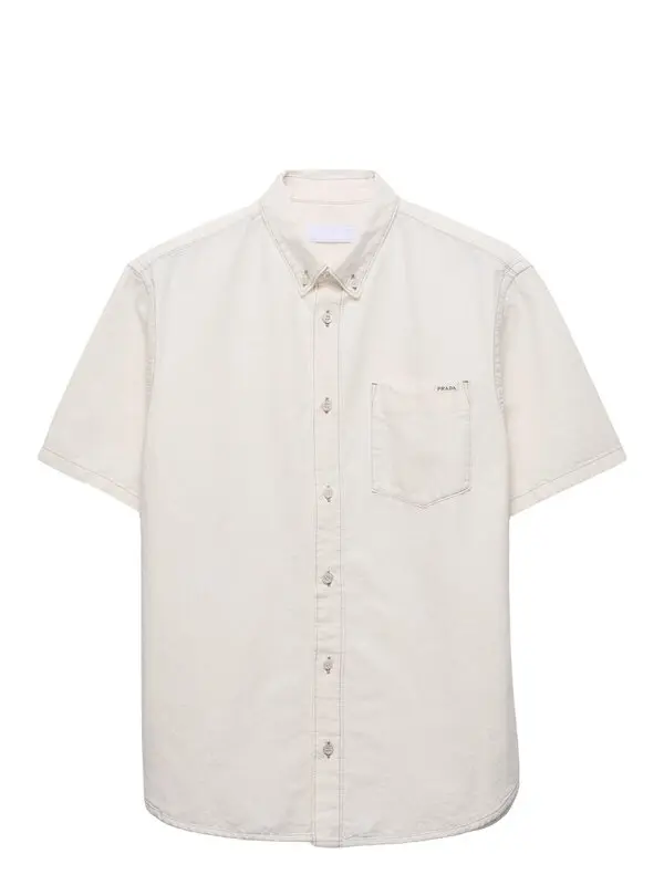 Prada Short-sleeved Chambray Shirt - Neutral