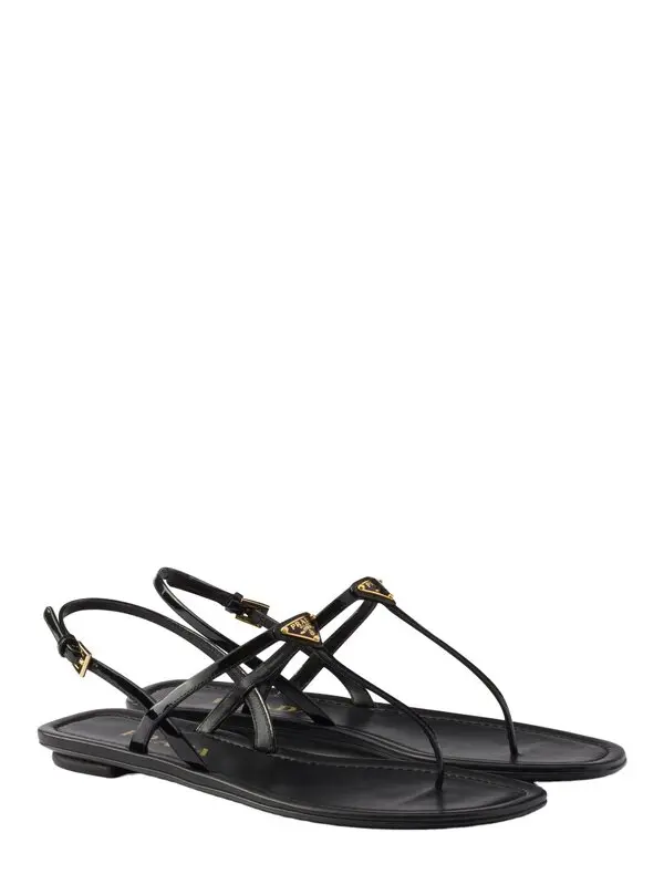 Prada Patent Leather Thong Sandals - Black