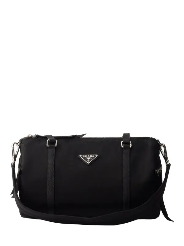 Prada Re-nylon And Saffiano Leather Duffle Bag - Black