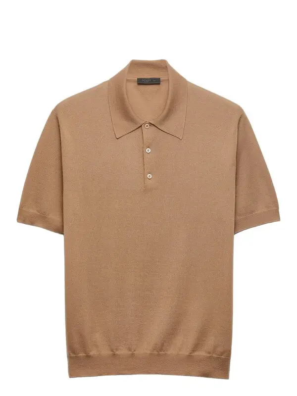 Prada Cashmere And Silk Polo Shirt - Brown