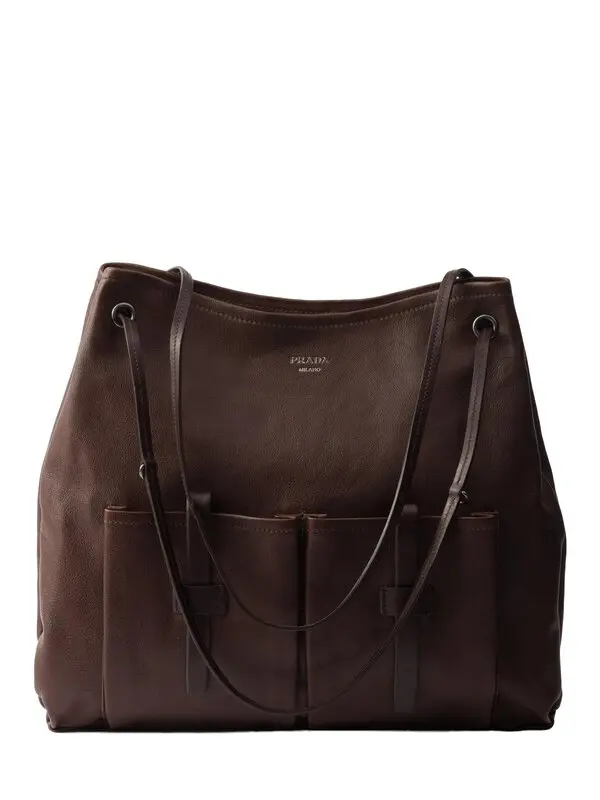 Prada Route Large Leather Bag - Brown