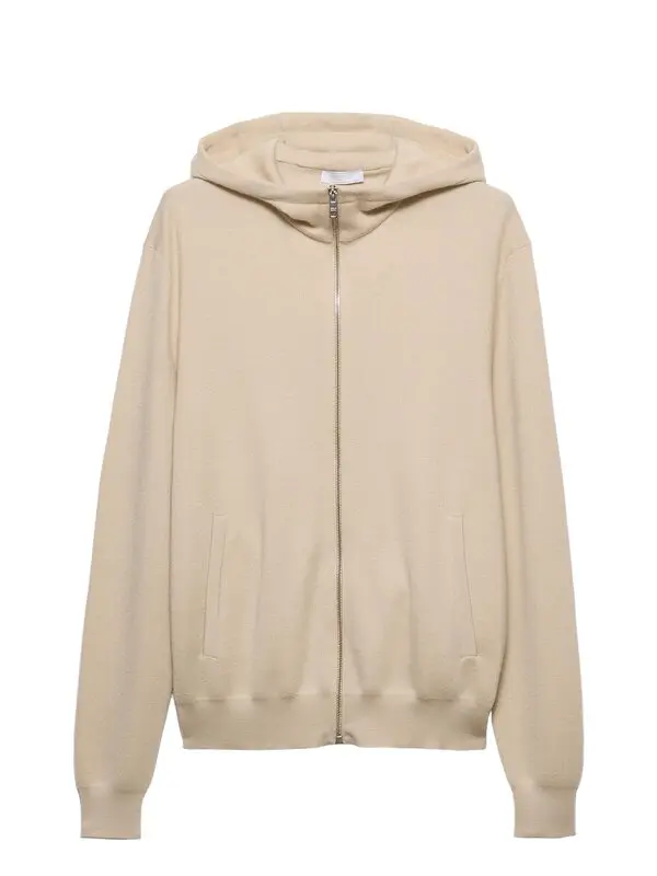 Prada Cashmere Knit Hoodie Cardigan - Neutral
