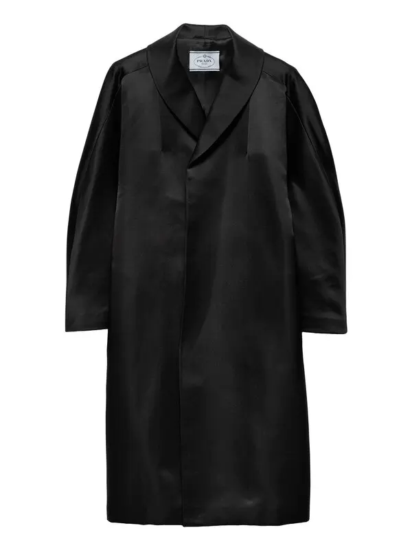 Prada Single-breasted Double Satin Coat - Black