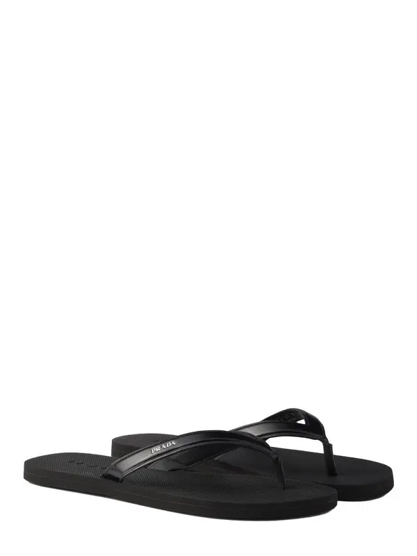 Prada Brushed Leather Flip-flops - Black