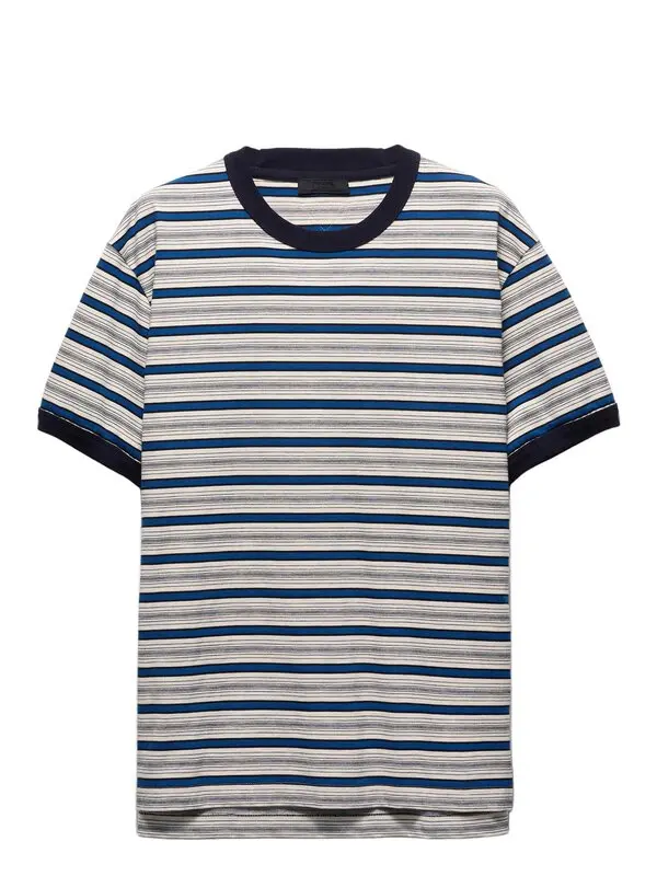 Prada Striped Cotton T-shirt - Neutral