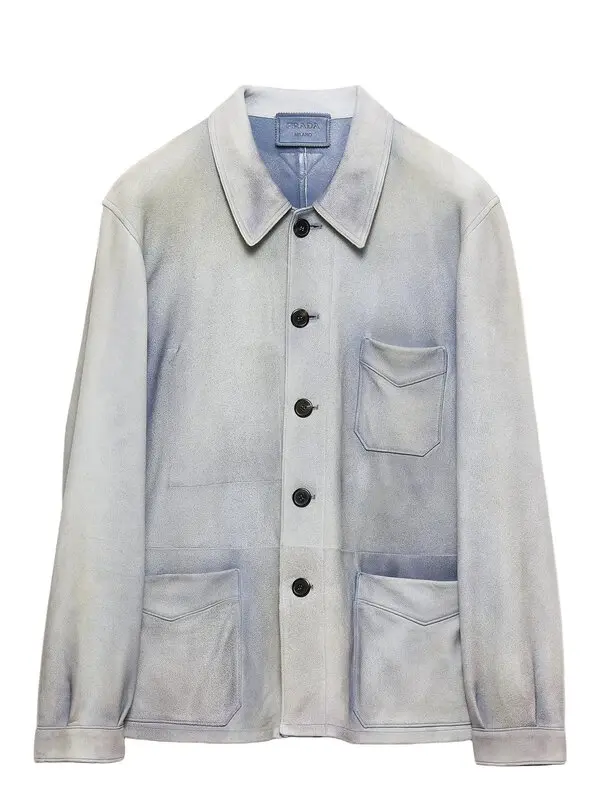 Prada Suede Caban Jacket - Light Blue