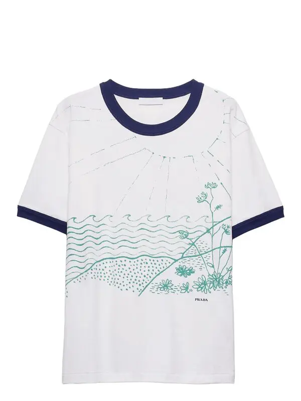 Prada Printed Cotton T-hirt - White
