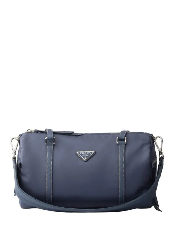 Prada Large Re-nylon And Saffiano Leather Duffle Bag - Blue