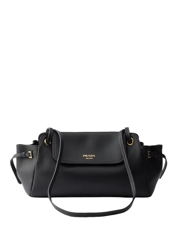 Prada Carry Medium Leather Shoulder Bag - Black
