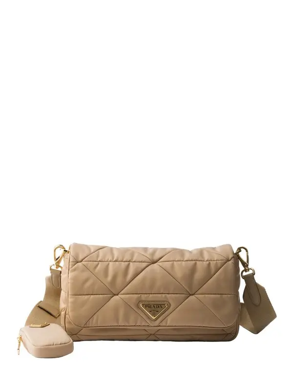 Prada Padded Re-nylon Shoulder Bag - Brown