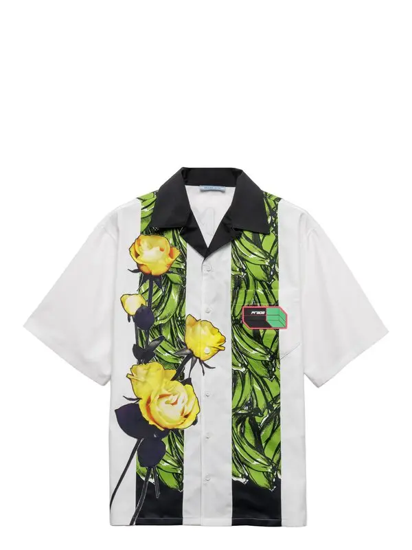 Prada Timecapsule Printed Technical Cotton Shirt - White