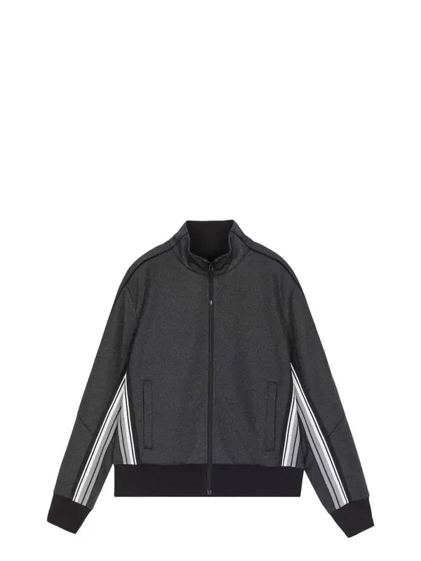 CROQUIS Striped Zip-up Sweatshirt - Grey