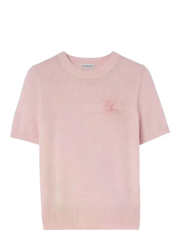 Burberry Equestrian Knight Design Wool Cotton Top - Pink