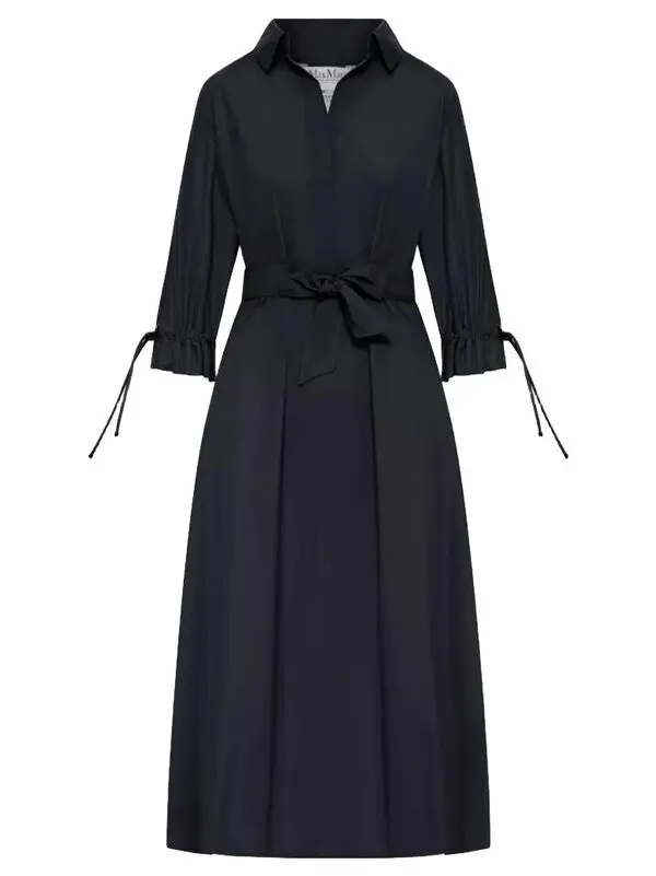 Max Mara Belted Collared Midi Dress - Black
