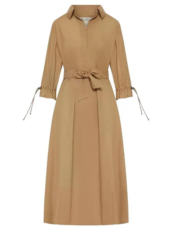 Max Mara Collared Midi Dress With Tie Cuffs - Neutrals