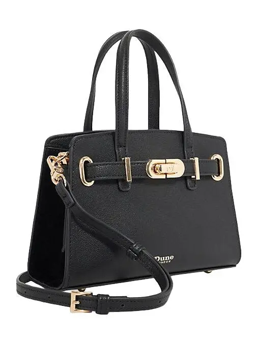 DUNE Mini Belted Faux-leather Tote Bag - Black Leather