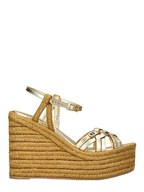 Valentino Garavani Bribri 120 Leather Wedges - Gold Comb