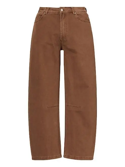 THE COUTURE CLUB Barrel-leg Mid-rise Denim Jeans - Brown