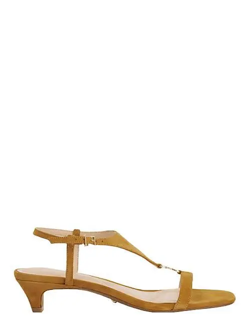 DUNE Monacos Suede T-bar Sandals - Tan Suede