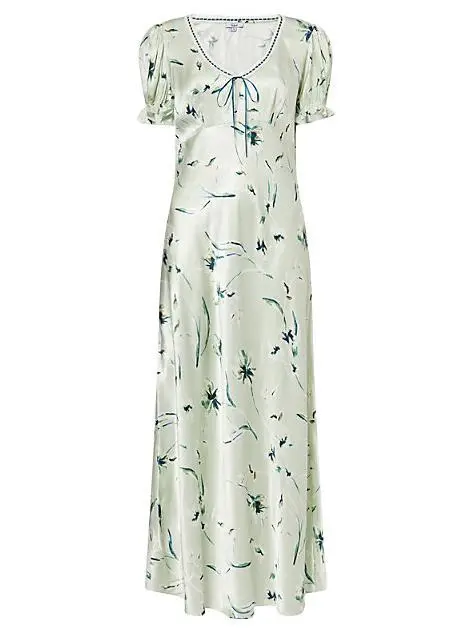 Rails Allison Puff-sleeve Satin-crepe Maxi Dress - Mint Linnea