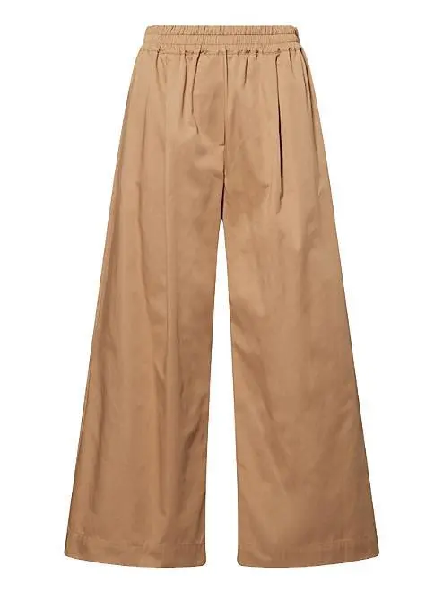 Max Mara Cropped Wide-leg Cotton Trousers - Earth