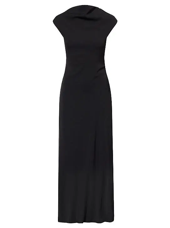 Oddmuse Draped Sleeveless Maxi Dress - Black