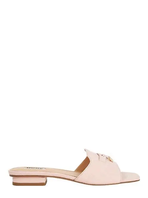 DUNE Lindo Leather Slides - Pink Nubuck