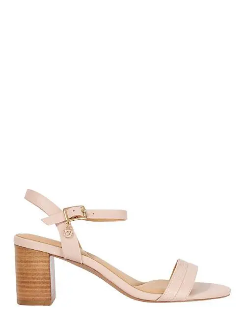 DUNE Jaycie Heeled Leather Sandals - Blush Leather