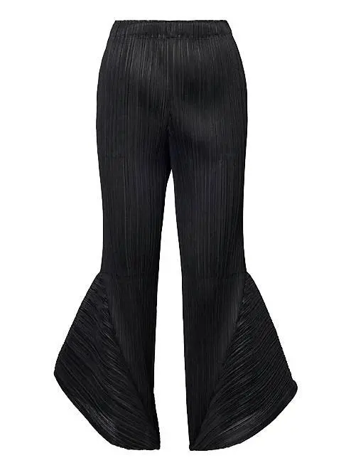 Issey Miyake Skyline Flared Pleated Knitted Trousers - Black
