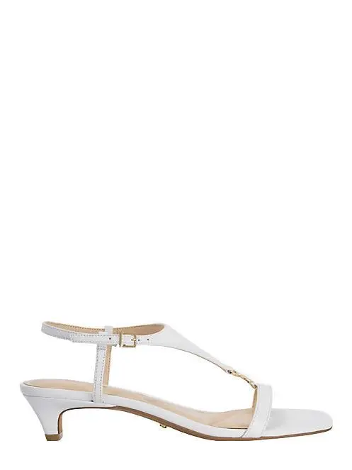 DUNE Monacos T-bar Leather Sandals - White Leather