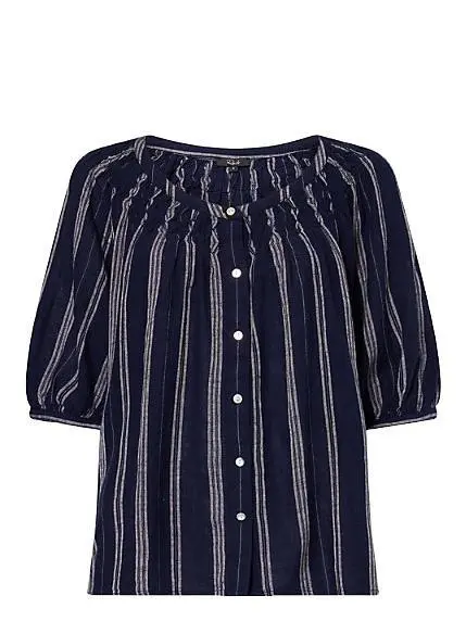 Rails Rix Striped Linen-blend Blouse - Marina Stripe