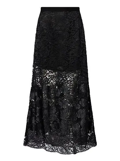 Mona Alshebil High-rise Lace Midi Skirt - Black