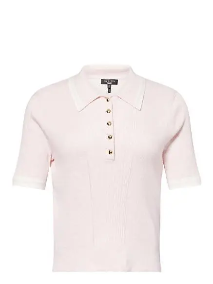 Rag & Bone Laurie Tipped-collar Cotton And Cashmere-blend Polo Shirt - Ltpnk