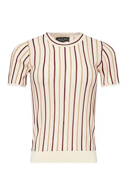 Rag & Bone Victoria Stripe-print Stretch-knit T-shirt - Pnkmt