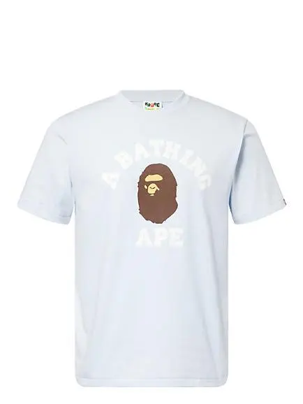 A BATHING APE Graphic-print College Cotton T-shirt - Sax