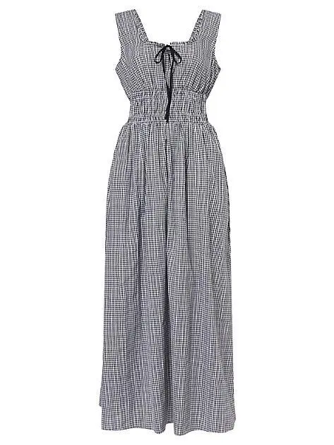 Rails Gingham Cotton Midi Dress - Black Gingham