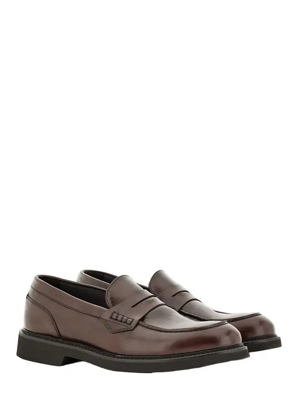 Canali Calfskin College Loafers - Brown