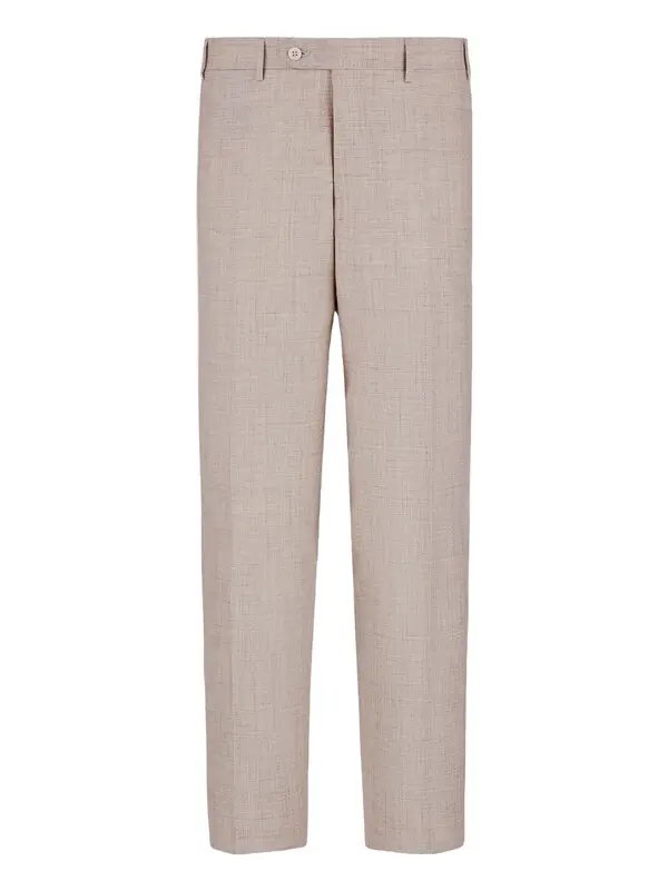 Canali Travel Trousers In Wool, Silk And Linen - Beige