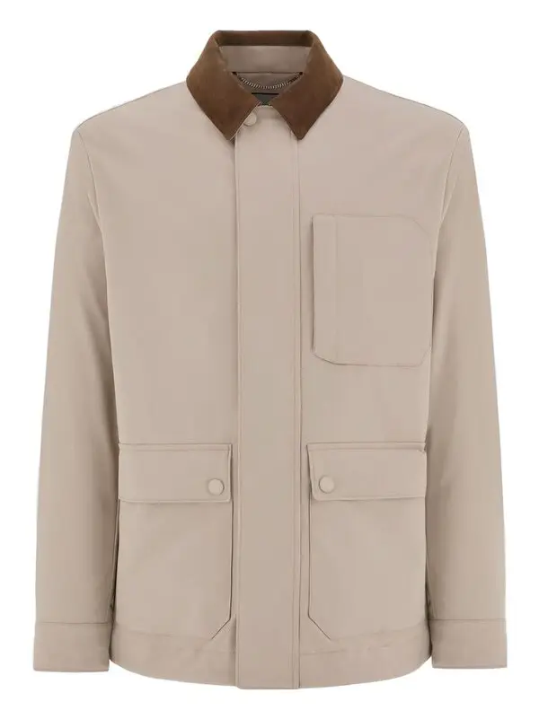 Canali Technical Fabric Shirt Jacket - Beige