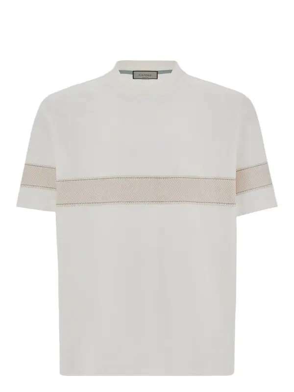 Canali Short-sleeve Cotton T-shirt With Contrasting Detail - White