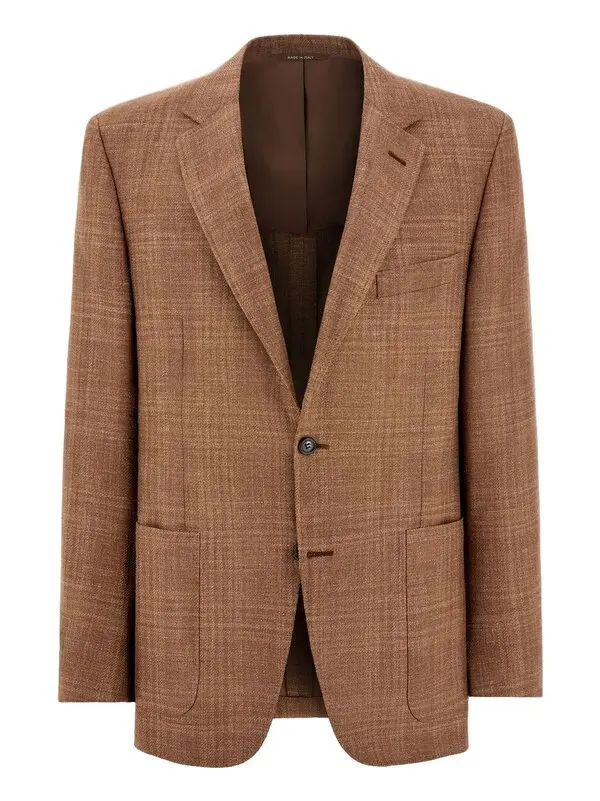Canali Regular Fit Wool, Silk, And Linen Jacket - Red