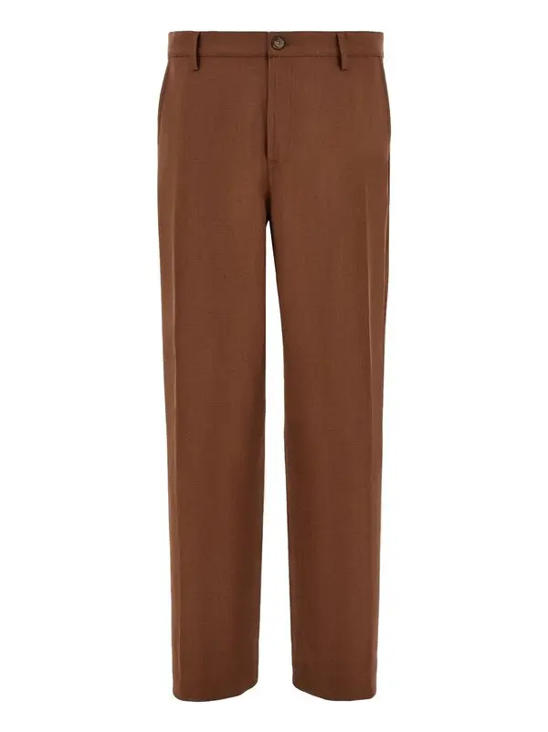 Canali Terracotta-colored Nuvola Tapered Fit Cotton Chinos - Brown